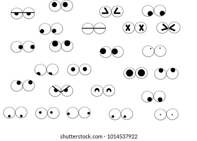 Set Cartoon Eyes On White Background: стоковая векторная графика (без ...
