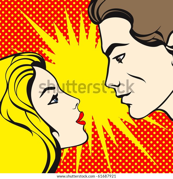 Comics Style Couple Raster Version Stock Illustration 61687921