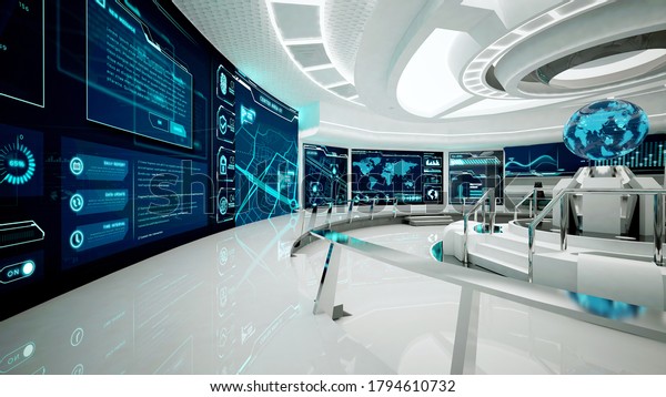 Command Center Interior Design 3d Rendering Stock Illustration ...