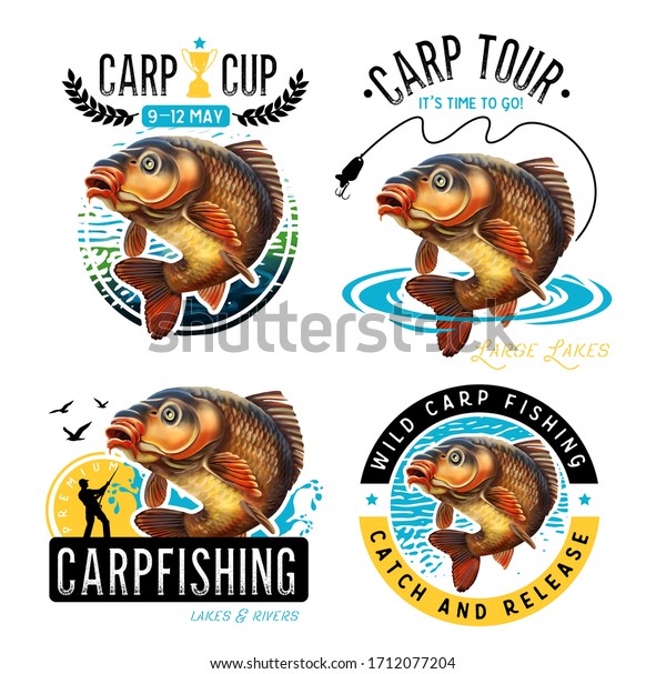 Common Carp Emblems. Common Carp Illustration. Isolated on white ...