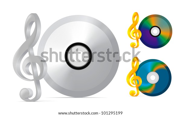 Compact Disc Treble Clef On White Stock Illustration 101295199 ...
