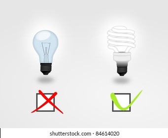 Comparison Light Bulb Fluorescent Light Bitmap Stock Illustration ...
