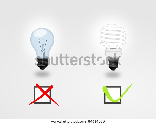 Comparison Light Bulb Fluorescent Light Bitmap Stock Illustration ...