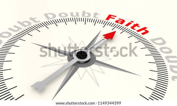 Compass Arrow Pointing Word Faith 3d Stock Illustration 1149344399