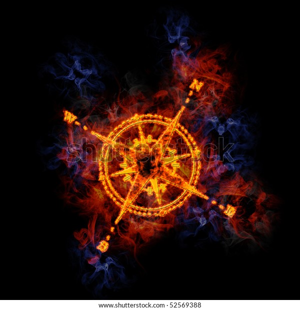 Compass Covered Flames Stock Illustration 52569388 | Shutterstock