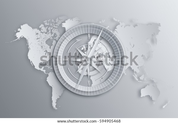 Compass Earth Map Gray Style Background Stock Illustration 594905468 ...