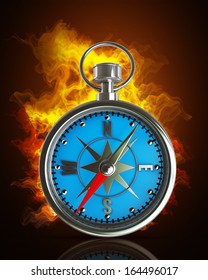 Compass Fire High Resolution 3d Image Stock Illustration 164496017