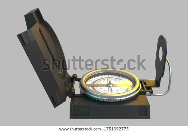 Compass Isolated On Grey Background 3d Stock Illustration 1751092775 ...