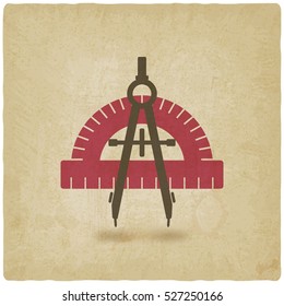 Compass Protractor Symbol Old Background Illustration Stock ...