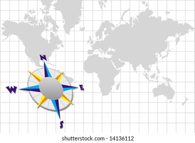 Compass World Map Grid Background Stock Illustration 14136112 ...