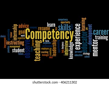 Competency Word Cloud Concept On Black Stock Illustration 406211302 ...