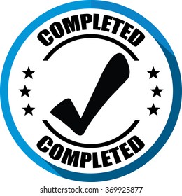 Completed Blue Button Label Sign Stock Illustration 369925877