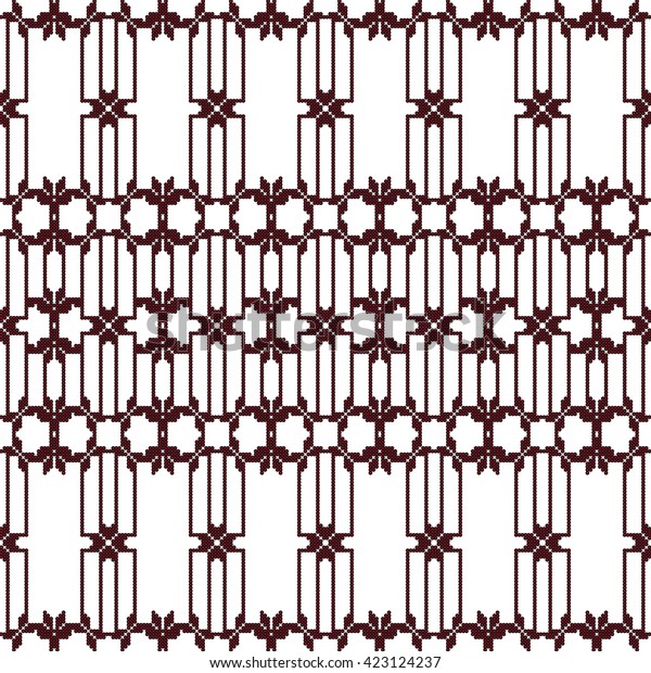 Complex Embroidery Geometric Patterns Style Pixel Stock Illustration ...