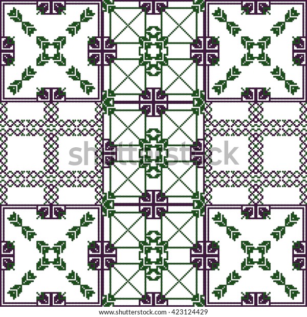Complex Embroidery Geometric Patterns Style Pixel Stock Illustration ...