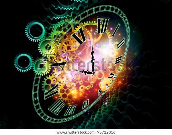 Composition Clock Hands Gears Abstract Design Stock Illustration 95722816
