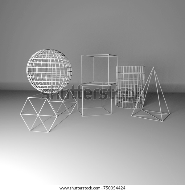 Composition Gypsum Geometric Figures Teaching Drawing Stock ...
