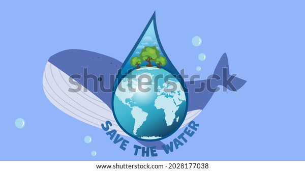 Composition Save Water Text Globe Droplet Stock Illustration 2028177038 ...