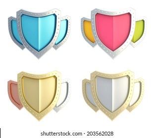 Vektor Stok Three Empty Police Badge Vector Illustration (Tanpa Royalti ...