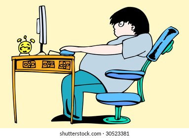 Computer Addict Stock Illustration 30523381 | Shutterstock