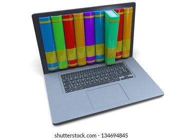 Computer Books 3d Stock Illustration 134694845