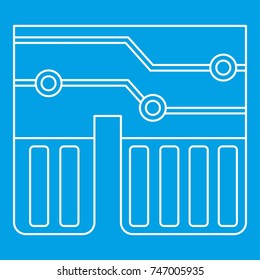 Computer Chipset Icon Blue Outline Style Stock Illustration 747005935 ...