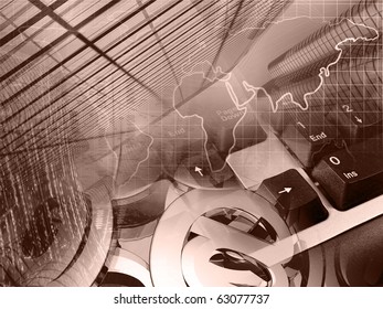 Computer Collage Map Keyboard On Checked Stock Illustration 63077737 ...