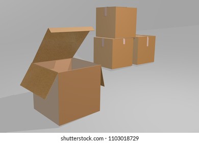 Computer Drawing Box 3d Rendering 3d Stock Illustration 1103018729 ...