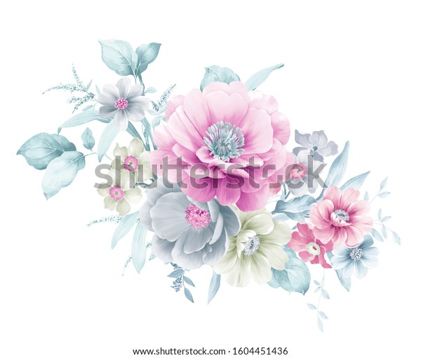 Computer Drawn Leaves Flowers Stock Illustration 1604451436 | Shutterstock