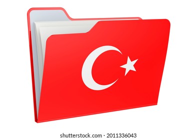 Computer Folder Icon Turkish Flag 3d Stock Illustration 2011336043