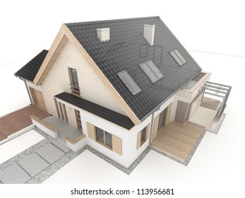 Computer Generated House Design Progress Illustration: ภาพประกอบสต็อก ...