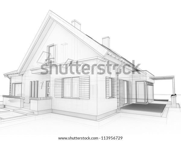 Computer Generated Transparent House Design Visualization Stock ...