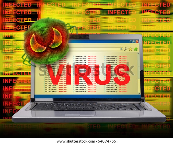 Computer Has Been Infected By Internet Stock Illustration 64094755