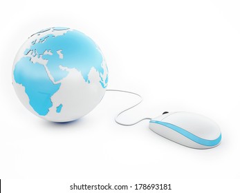 Computer Mouse Connected Earth Illustration On Stock Illustration ...
