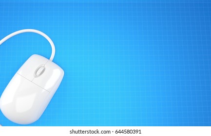 Computer Mouse On Blueprint Background 3d Stock Illustration 644580391 ...