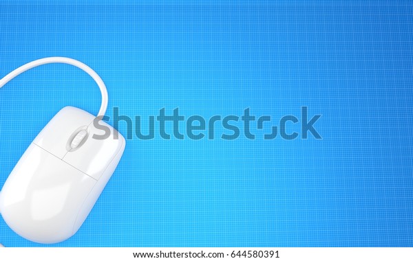 Computer Mouse On Blueprint Background 3d Stock Illustration 644580391 ...