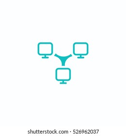 Computer Network Icon On White Background Stock Illustration 526962037 ...