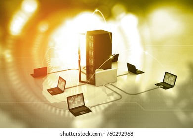 Computer Network Internet Communication Concept 3d Stock Illustration ...