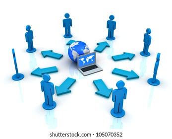 Computer Network Sharing Concept On White: ilustración de stock ...