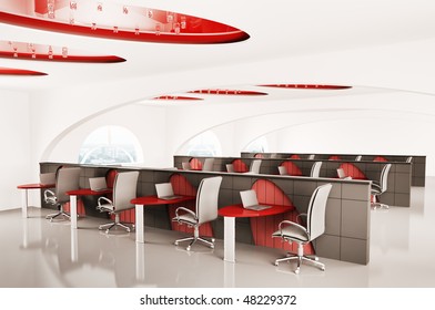 Computer Office Interior Laptops 3d Render Stock Illustration 48229372 ...