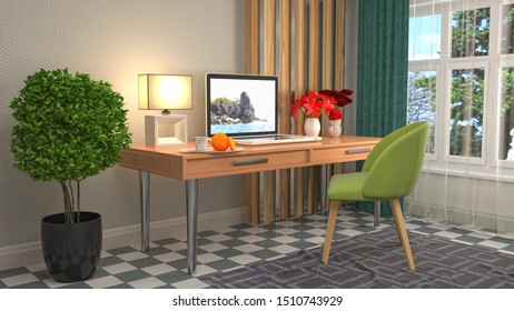 Zen Home Office Computer Beautiful Spacious Stock Photo (Edit Now ...