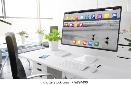 Computer Operating System Modern Office 3d Stock Illustration 776994490 ...