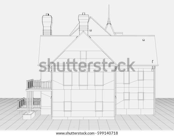 Computer Rendered Illustration House Schematic Stock Illustration ...