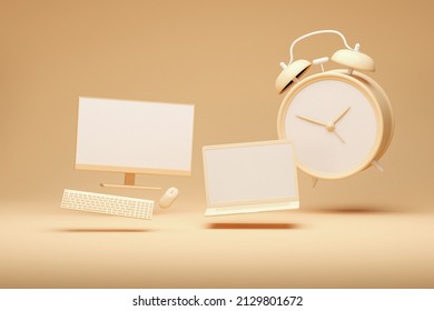 Computer Screen Keyboard Laptop Screen Clock Stock Illustration ...