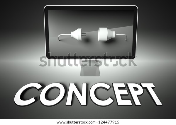 Computer Screen Plug Word Concept Idea Stock Illustration 124477915 ...