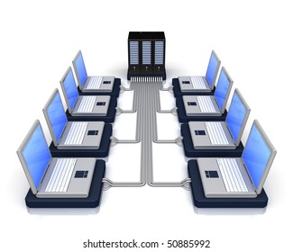 Computer Servers Perspective Over White Background Stock Illustration ...