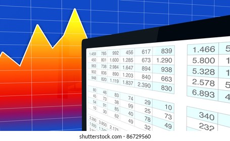 Computer Spreadsheet Charts Show Concept Modern Stock Illustration 86729560