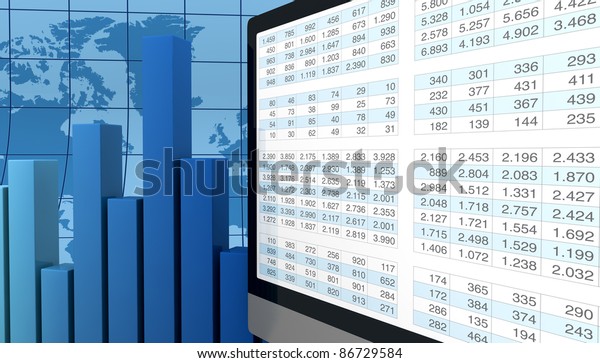 Computer Spreadsheet Charts Show Concept Modern Stock Illustration 86729584