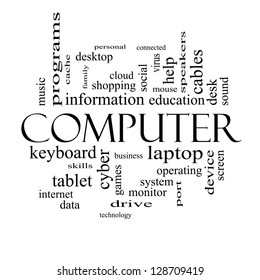 Computer Word Cloud Concept Black White Stock Illustration 128709419 ...
