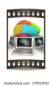 Computers Connected Central Brain 3d Render Stock Illustration ...