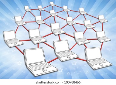 Computers Connected Huge Network Symbol Internet Stock Illustration ...